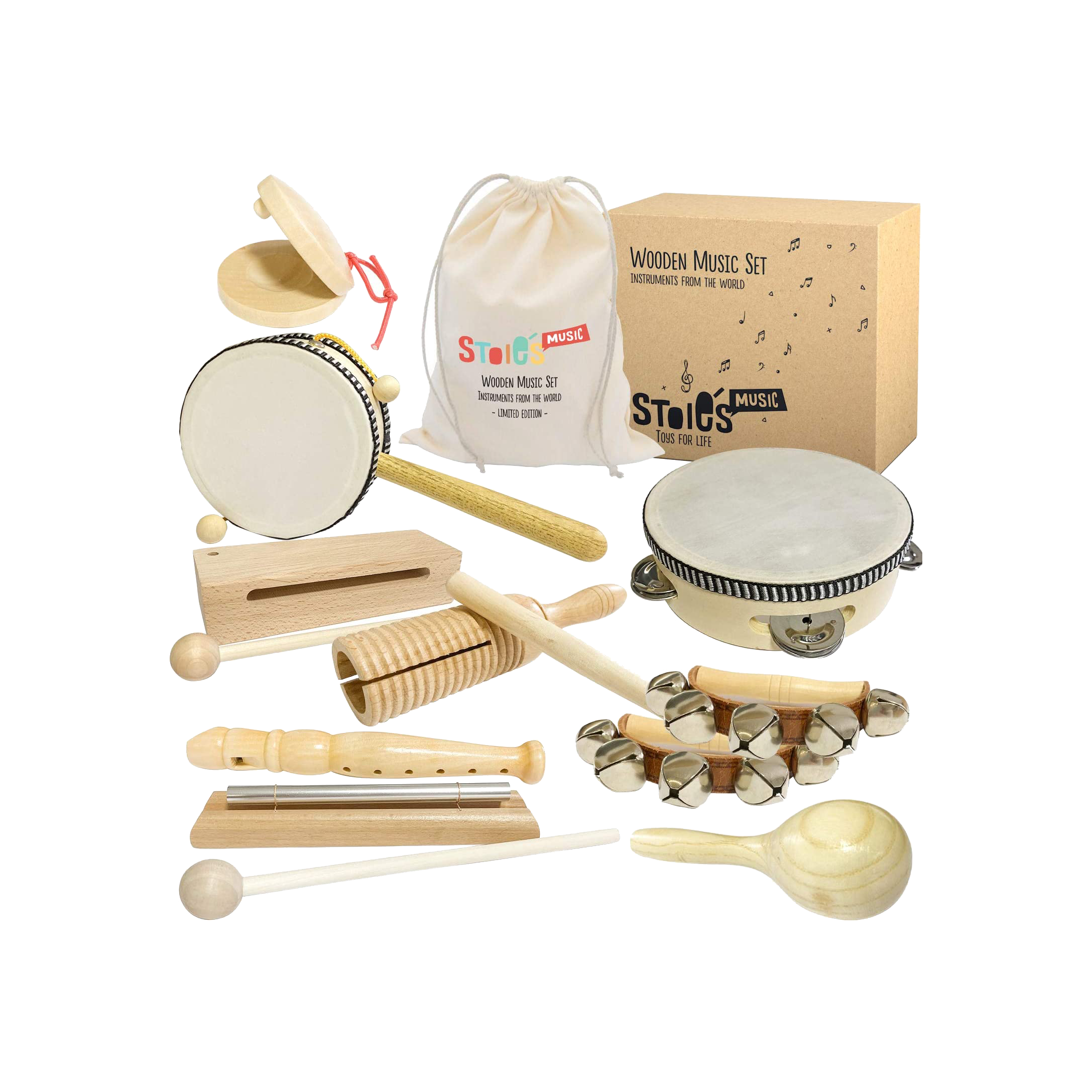 Wooden Percussion Musical Instrument Set, Ages 3+: Gift Idea For